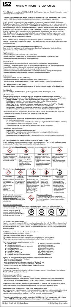 is2_whmis_with_ghs_study_guide - IS2 Workforce Solutions